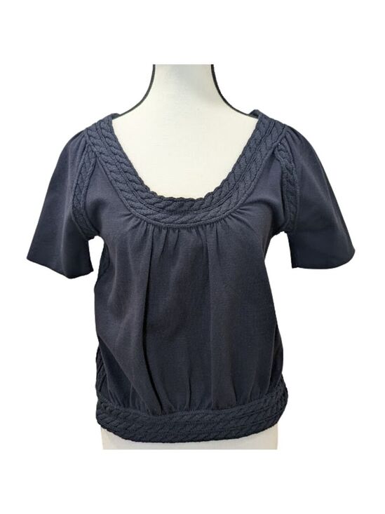 unknown | Tops | Boho Peasant Top Crochet Trim Black Cottagecore ...